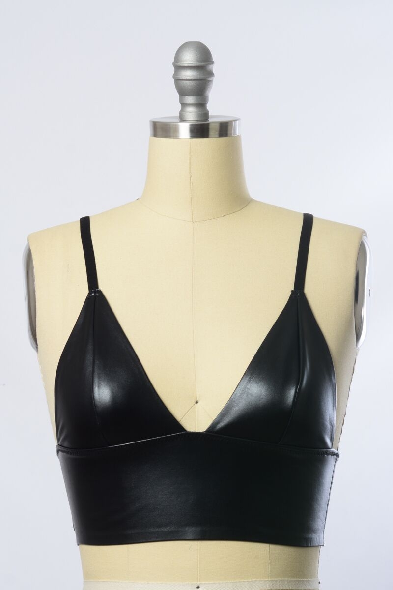 Faux Leather Long Line Bralette - Edgy, Chic & Versatile Fashion Statement