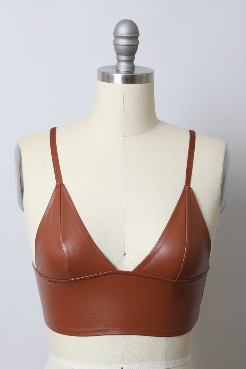 Faux Leather Long Line Bralette - Edgy, Chic & Versatile Fashion Statement