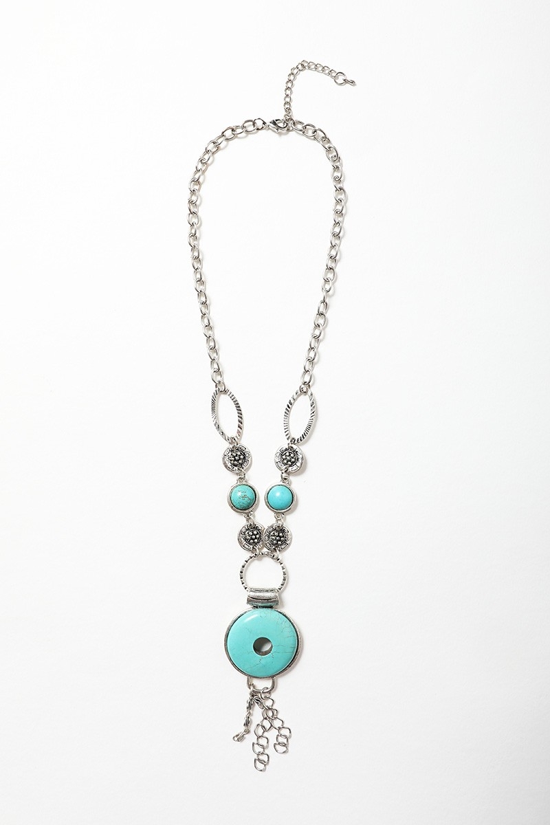 Eyelet Turquoise Necklace - Wholesale Accessories