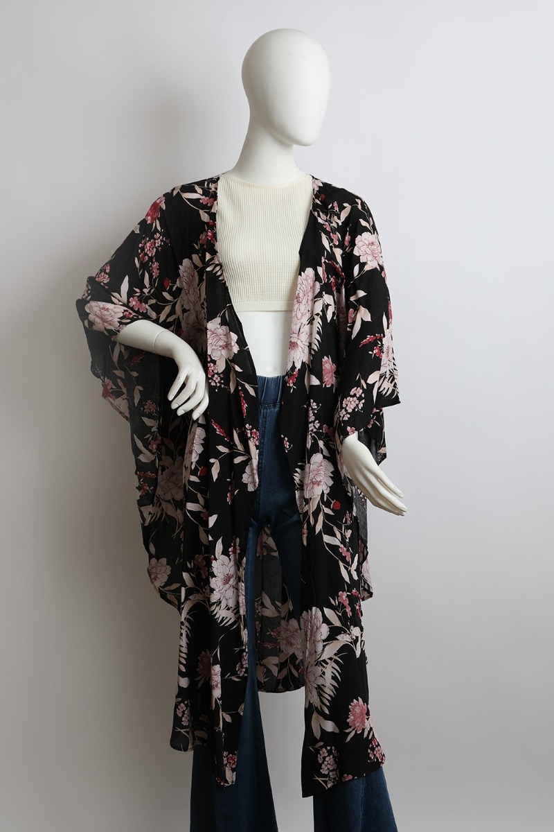 Floral Butterfly Sleeve Kimono - Whimsical Elegance for Every Occasion