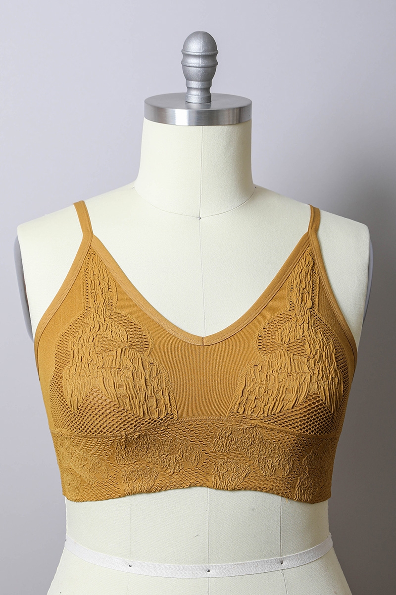 Seamless Padded Textured Brami Plus Size - Bohemian Comfort and Style