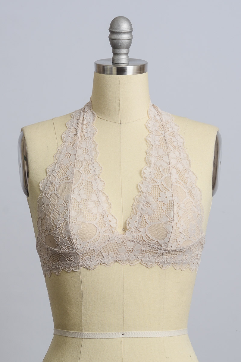 Leto Wholesale - Buy Lace Halter Top Bralette Bra In Bulk Qty
