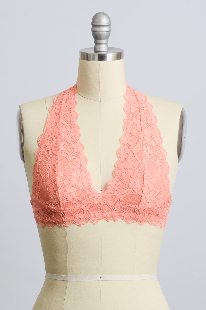 Leto Wholesale - Buy Lace Halter Top Bralette Bra In Bulk Qty