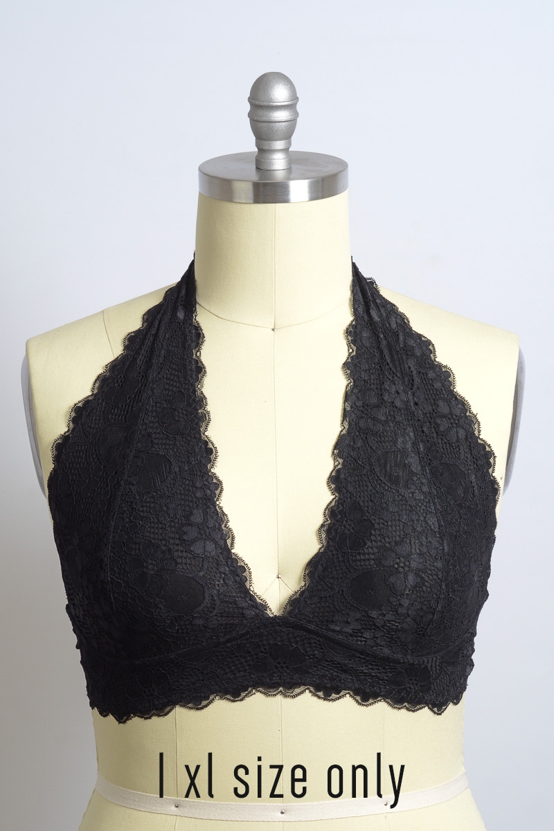Leto Wholesale - Buy Lace Halter Plus Size Bralette Bra In Bulk Qty