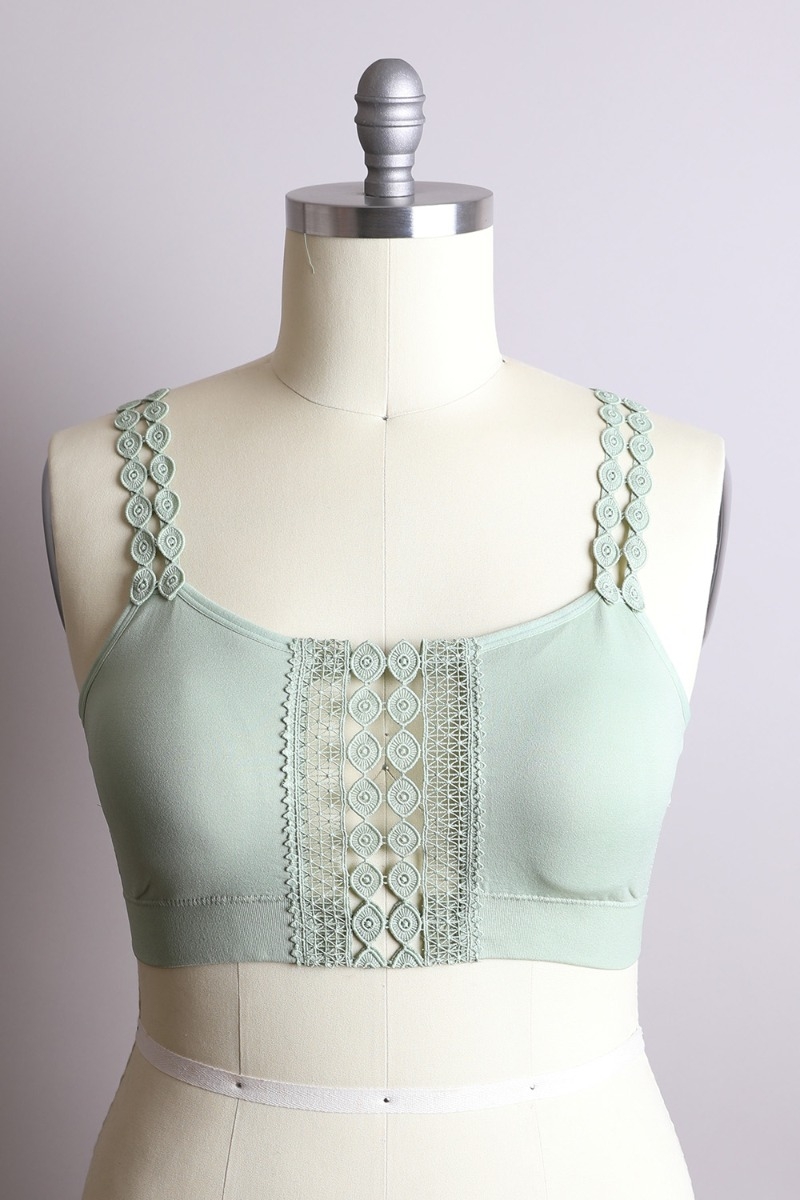 Boho Eye Lace Applique Bralette Plus Size - Vintage Elegance for Curvy Chic