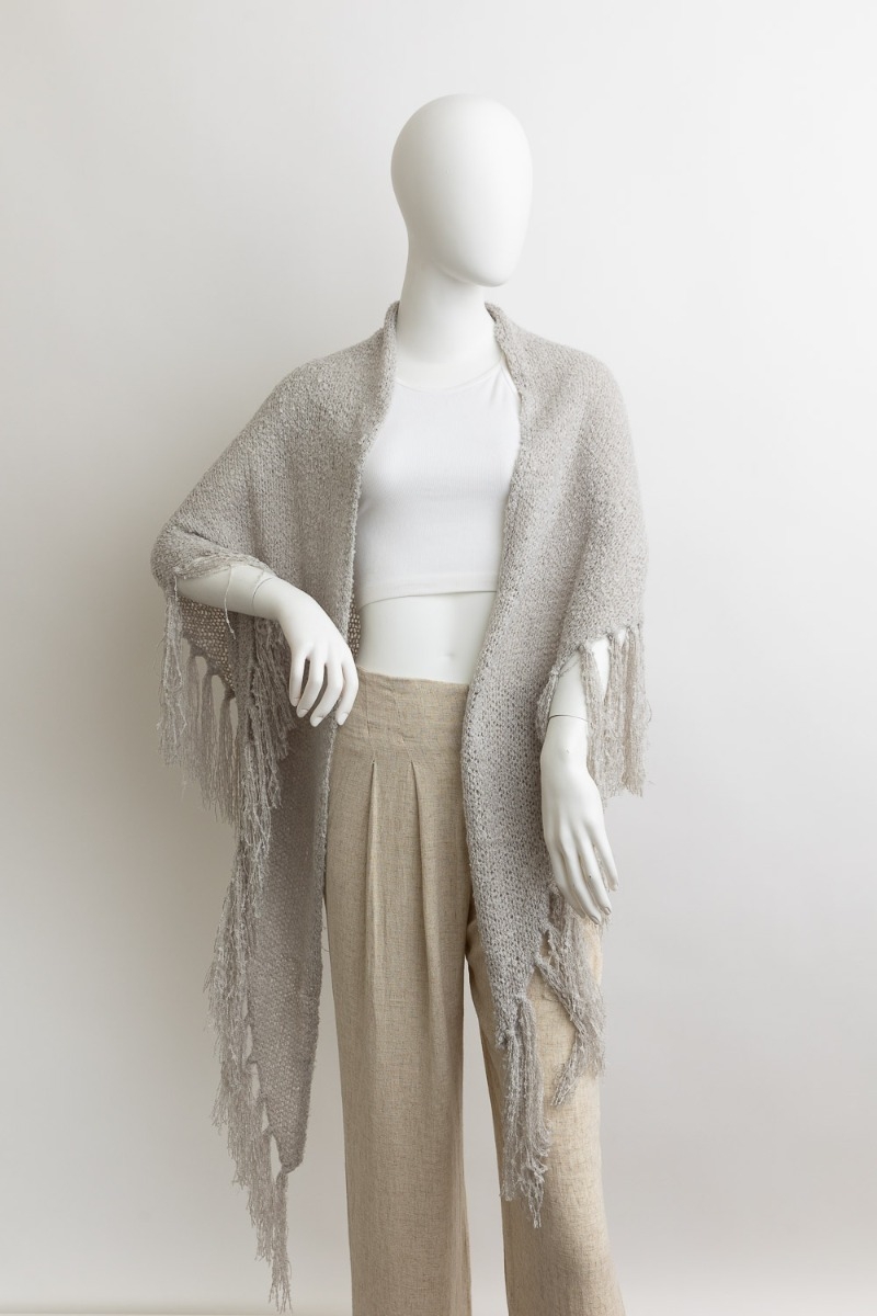 Elegant Lightweight Knit Wrap with Tassels - Trendy Shawls for Women